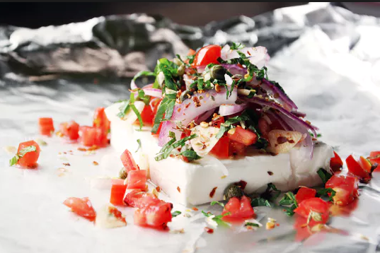 Easy foil-baked feta cheese - Tastetickler
